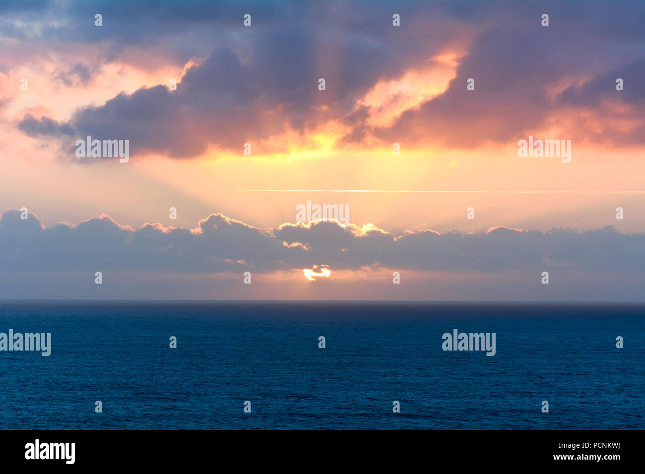 Spectacular sunset over the English Channel as viewed from Mullion ...