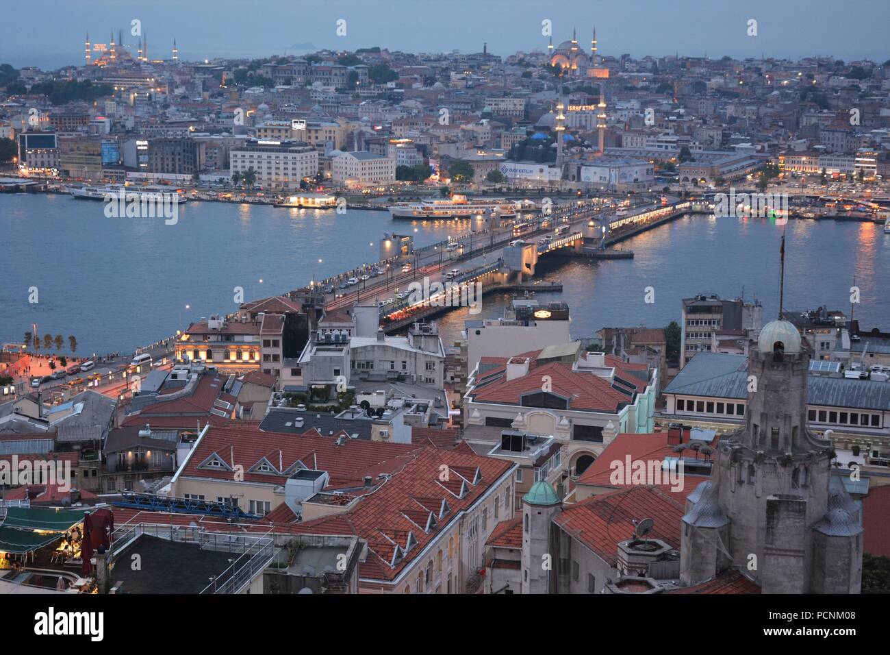Golden Horn view from Galata Tower at dusk Stock Photo - Alamy