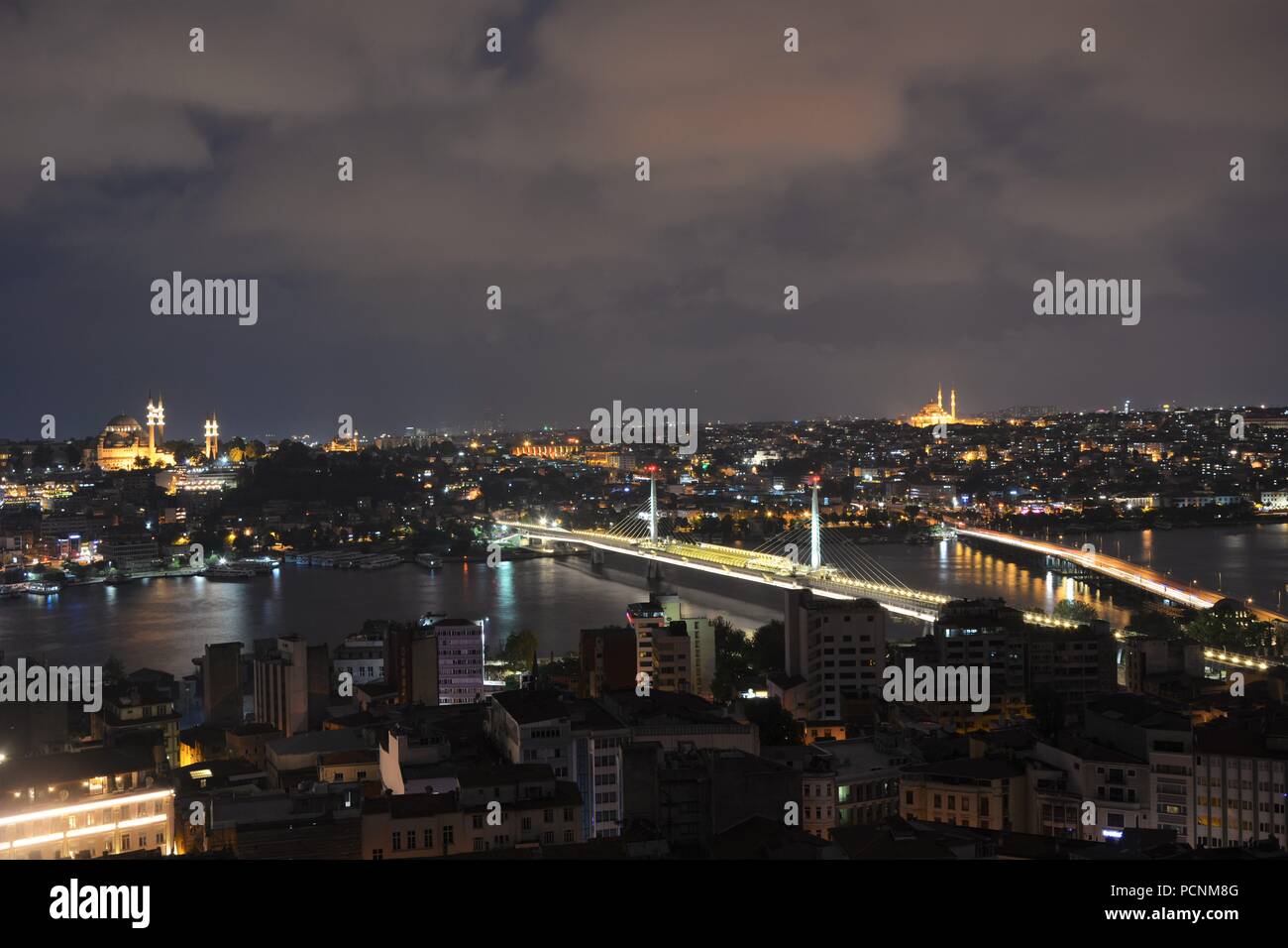 Golden Horn view from Galata Tower at dusk Stock Photo - Alamy