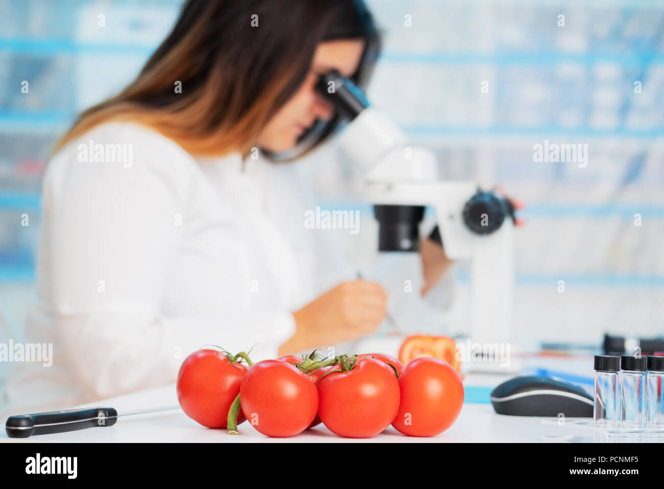 Checking fruit and vegetables for harmful elements. Laboratory for ...