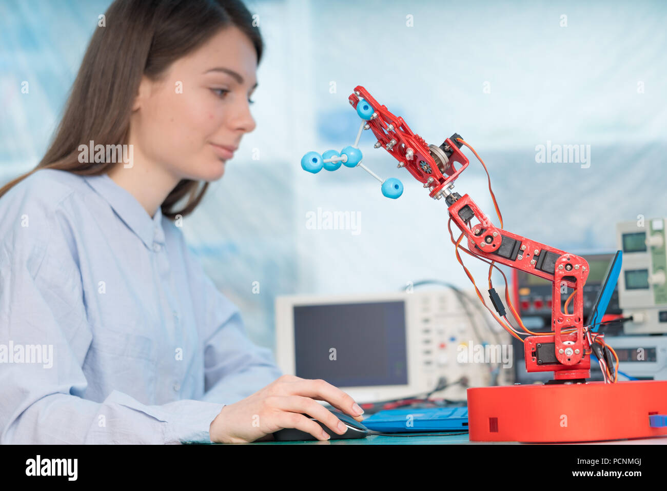 Student girl in robotics class Stock Photo - Alamy