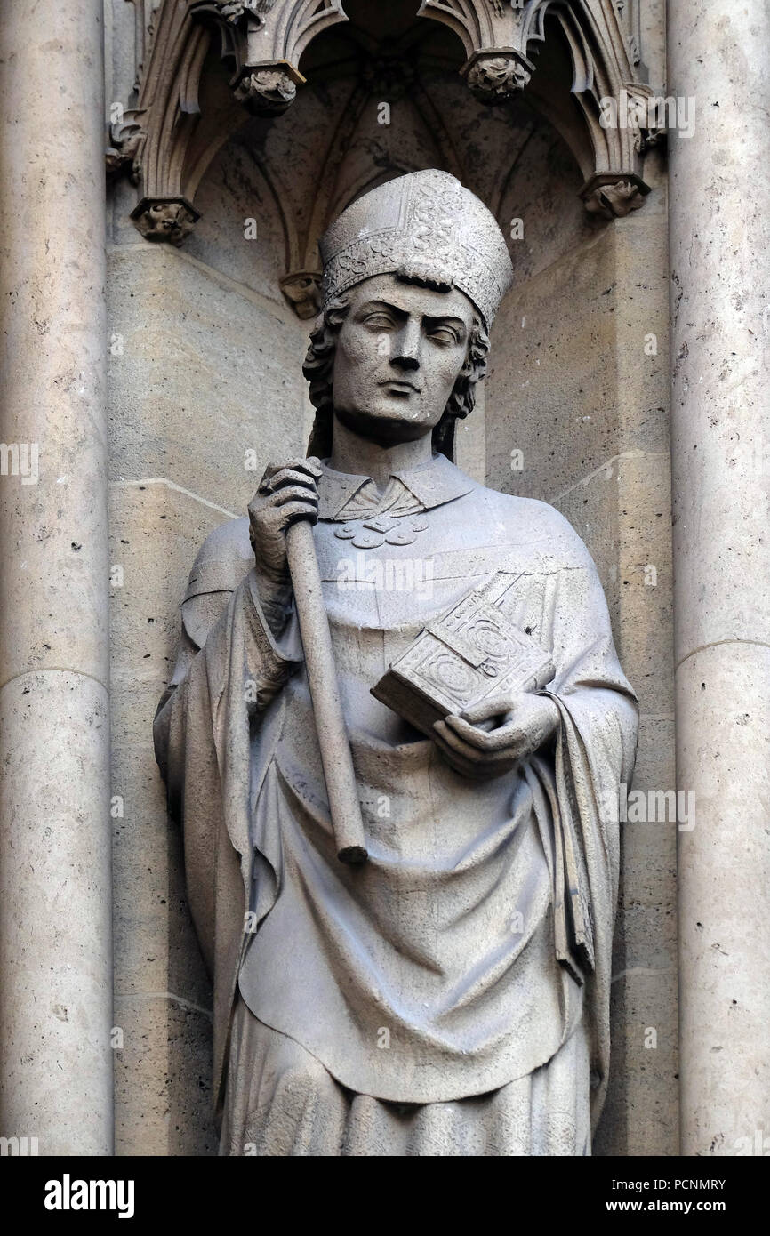 Statue of Saint on the portal of the Basilica of Saint Clotilde in ...