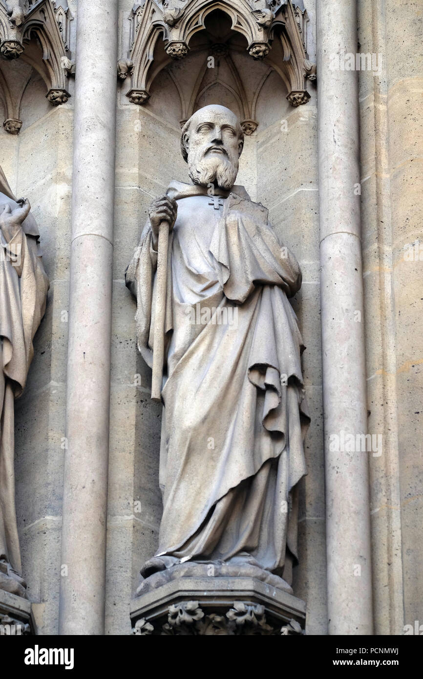 Statue of Saint on the portal of the Basilica of Saint Clotilde in ...