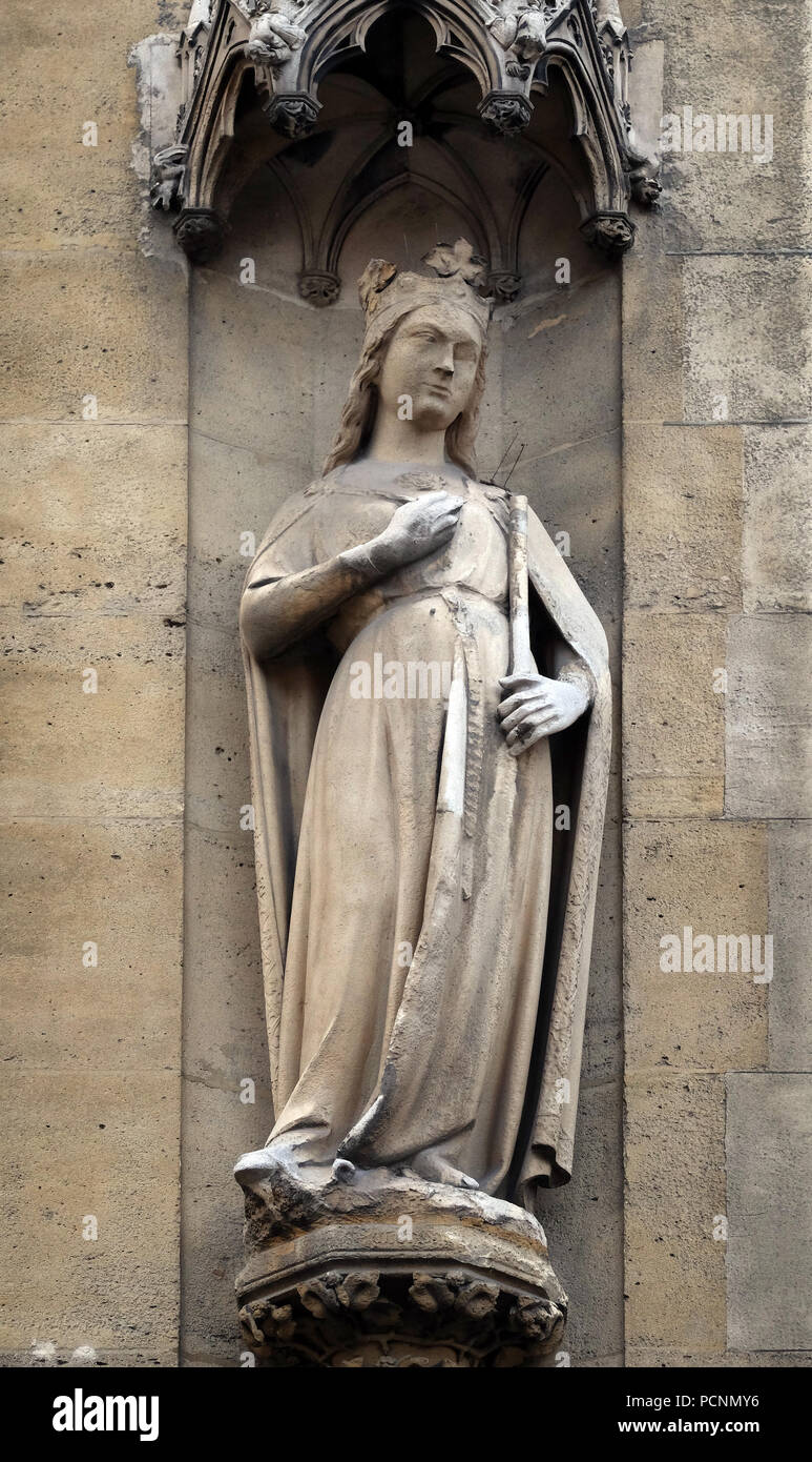 Statue of Saint on the portal of the Basilica of Saint Clotilde in ...