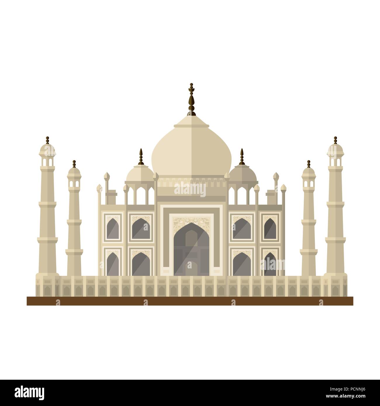 Flat design isolated vector icon of Taj Mahal mausoleum at Agra, India ...