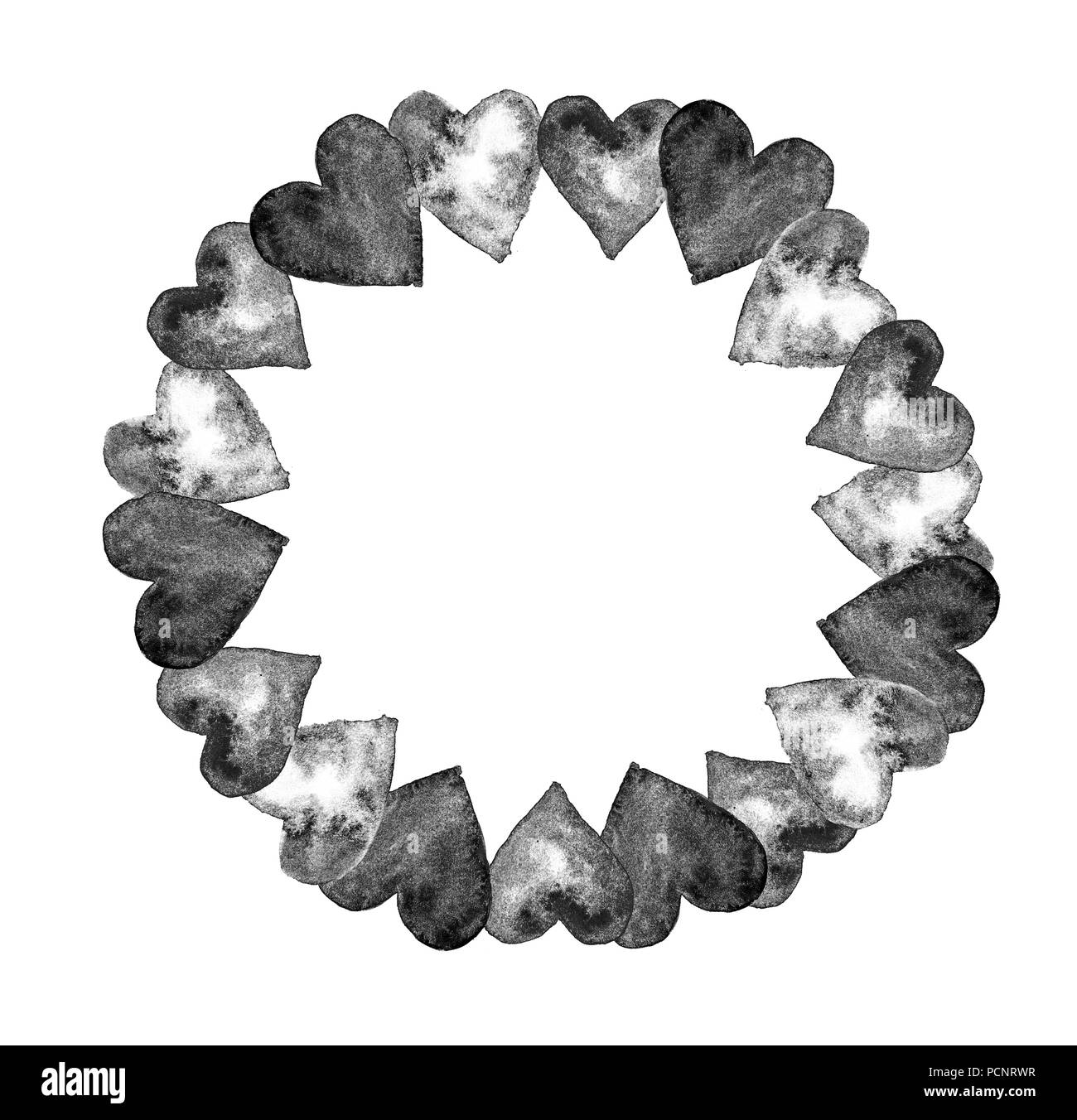 Wreath heart on black Black and White Stock Photos & Images - Alamy