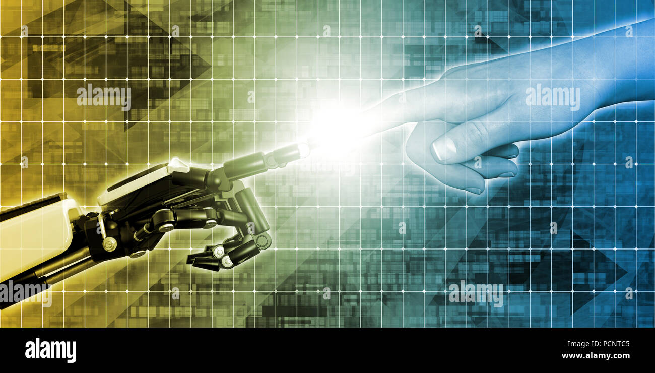 Man Machine Collaboration Working Together Concept Stock Photo - Alamy