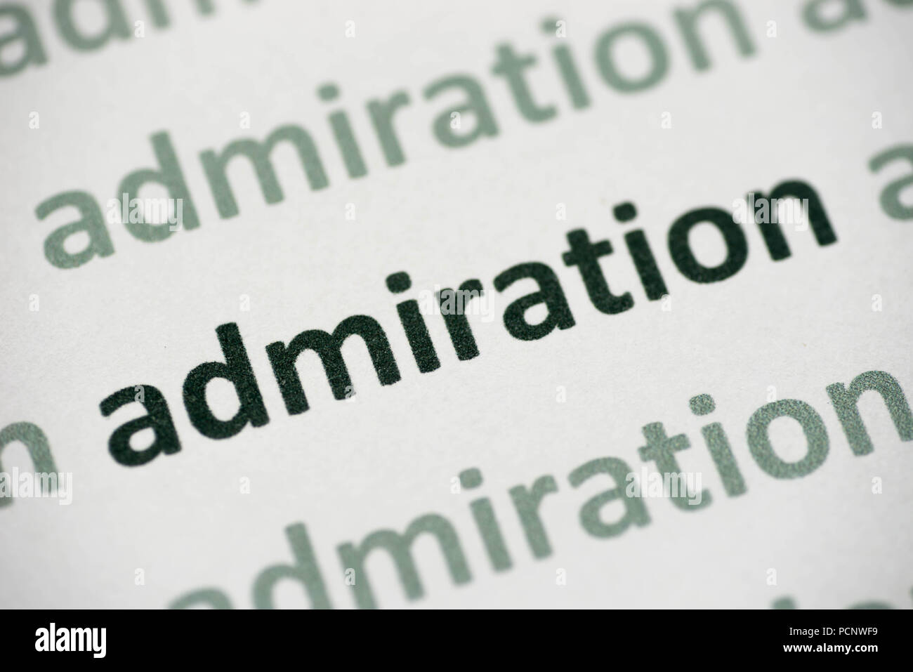 word admiration printed on white paper macro Stock Photo - Alamy