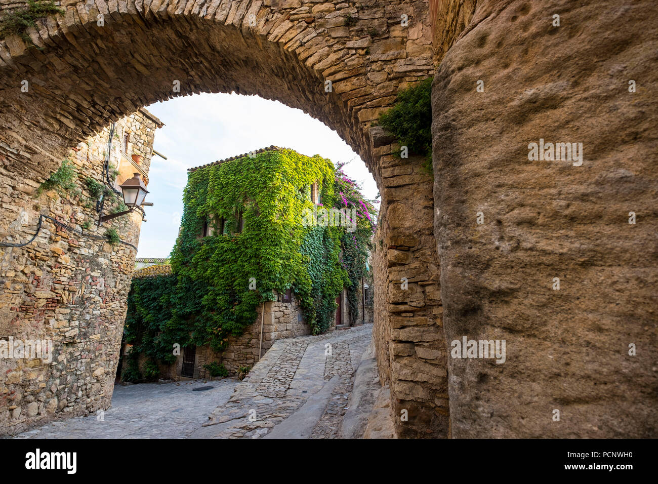 Medieval wall of peratallada hi-res stock photography and images - Alamy