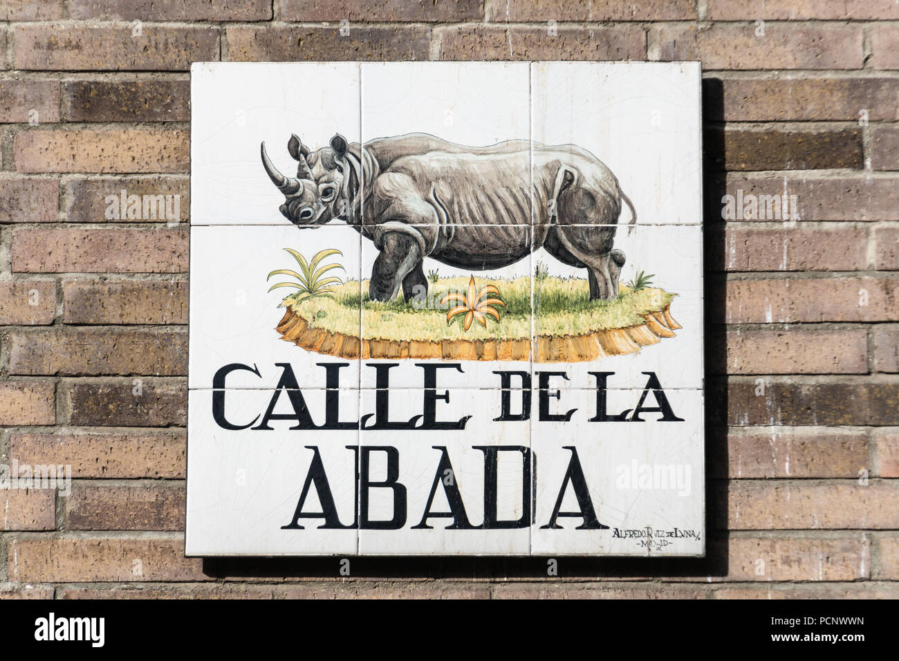 Madrid, historic street sign, Calle de la Abada Stock Photo - Alamy