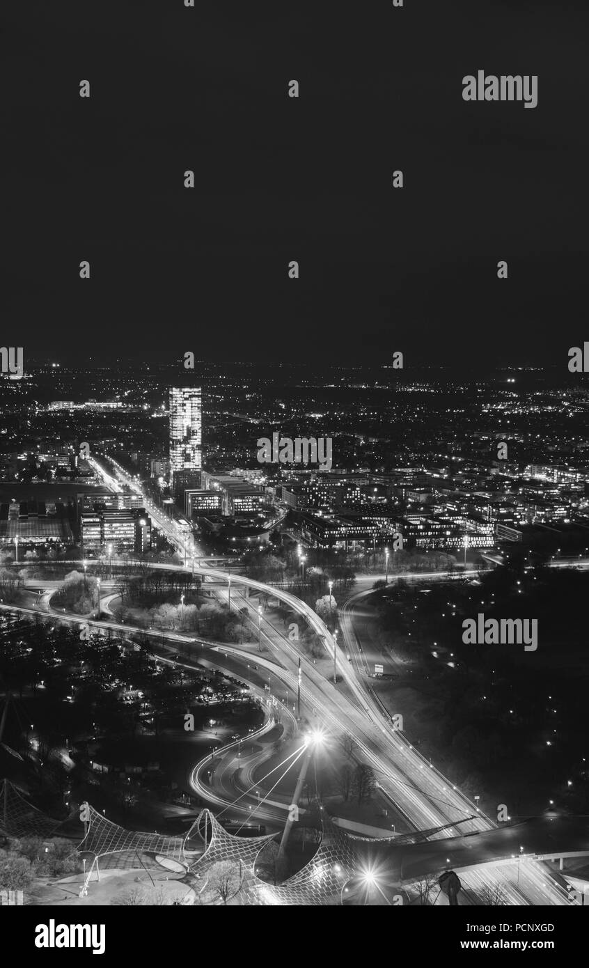 Sky tower night view Black and White Stock Photos & Images - Alamy