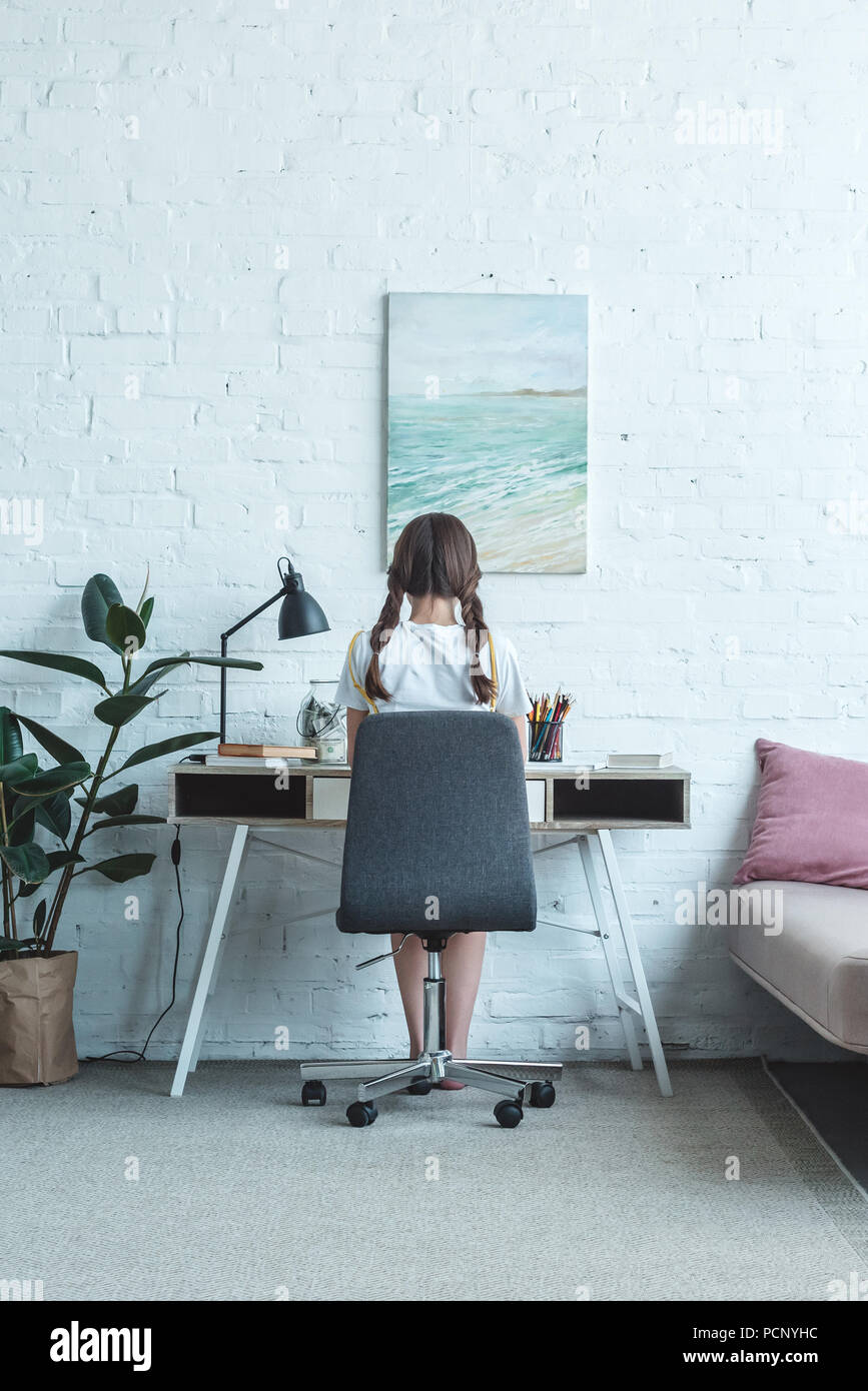 Girl braids rear view hi-res stock photography and images - Alamy