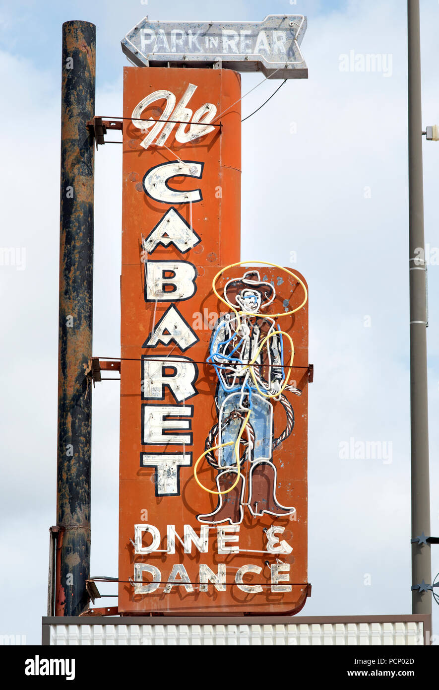 Neon Sign, The Cabaret Dancehall, Bandera, TX Stock Photo - Alamy