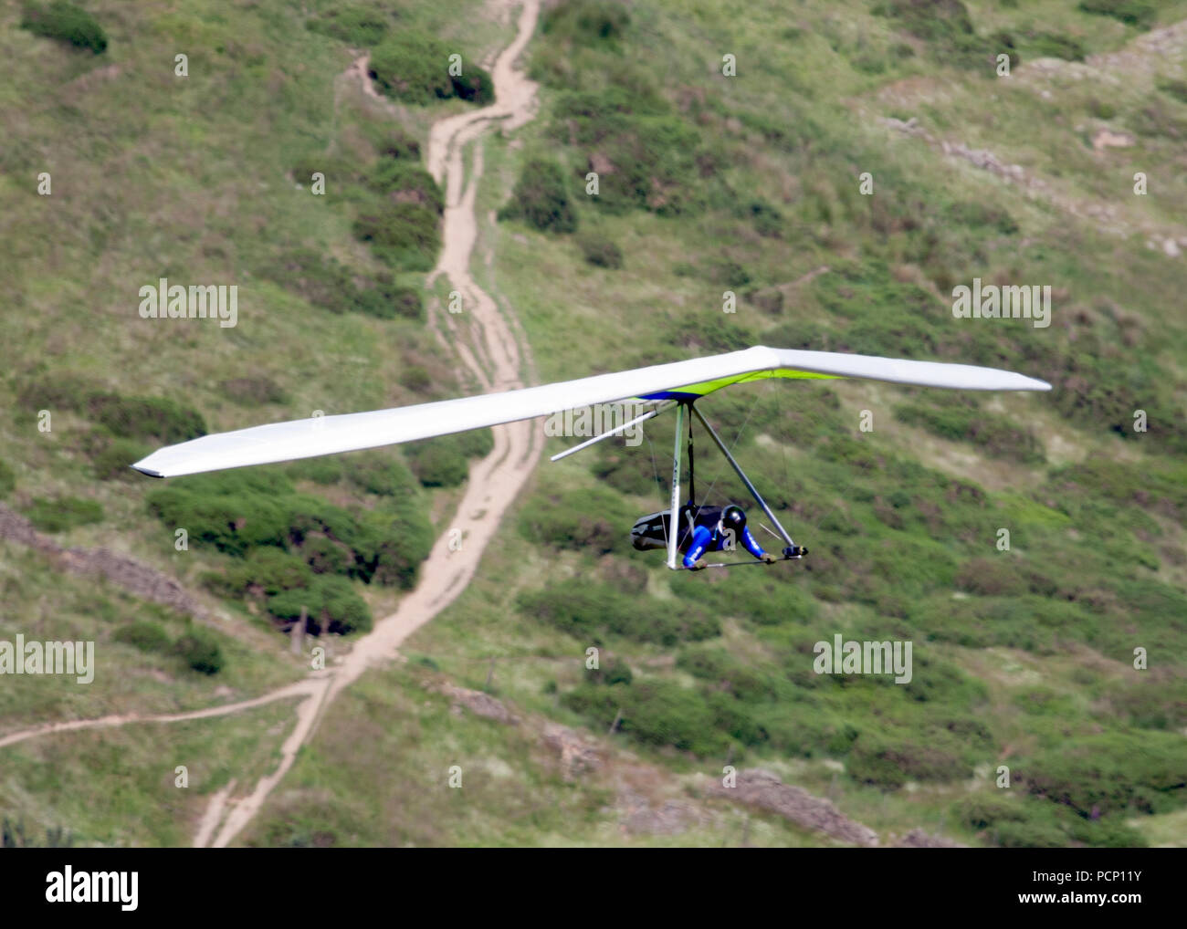 Hang glider over cold side view to back tor hi-res stock photography ...