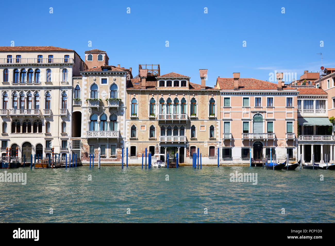 Venice ancient buildings facades and the grand canal in a sunny day in ...