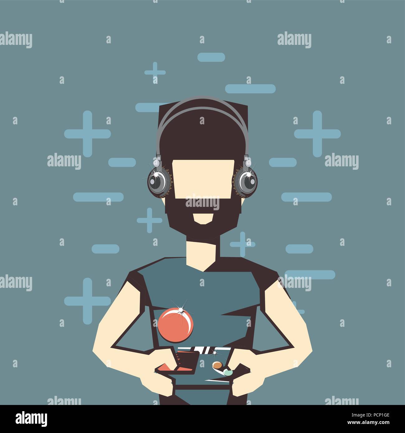 retro videogames design with avatar man with joystick over blue ...