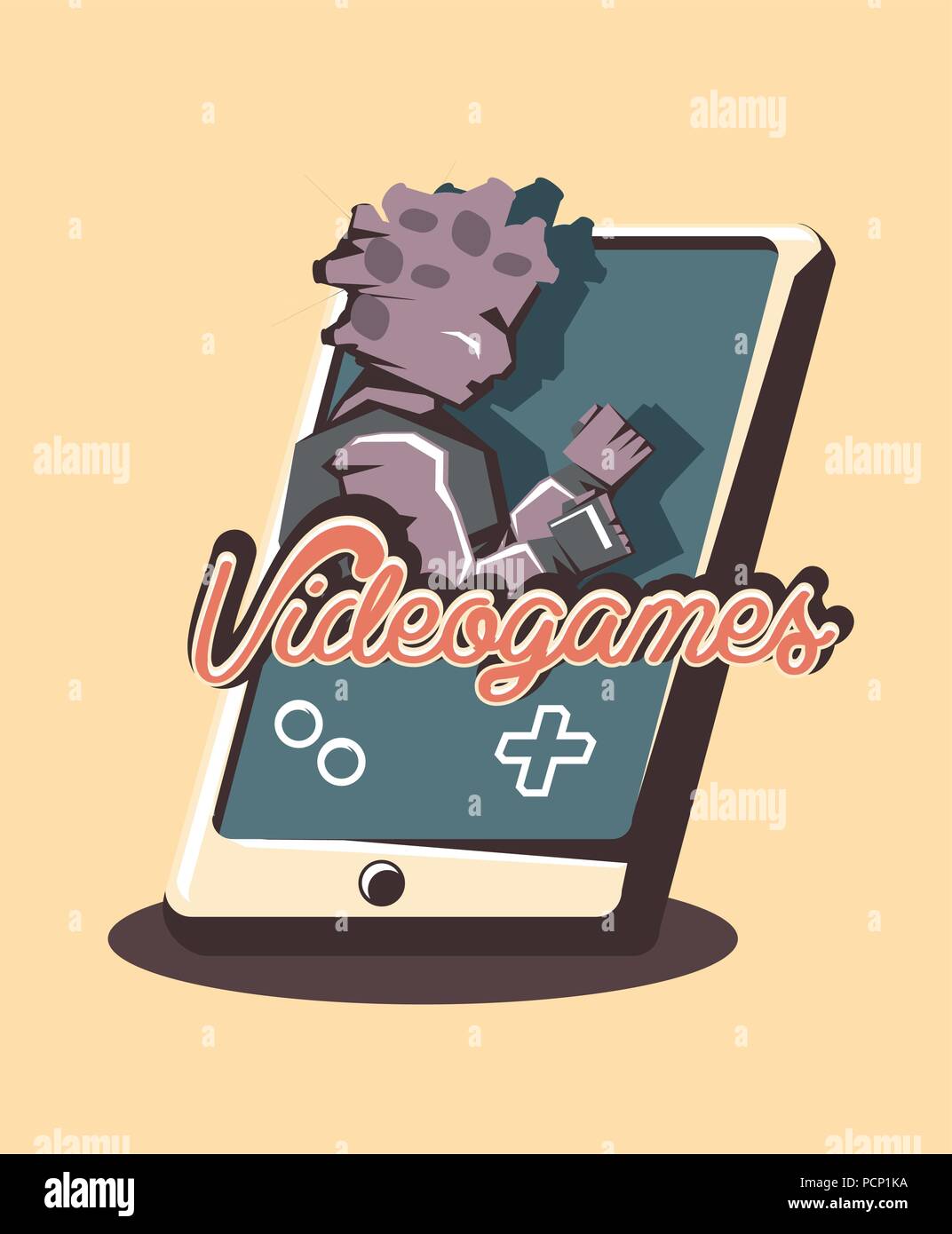 retro videogames design with portable device with monster character ...