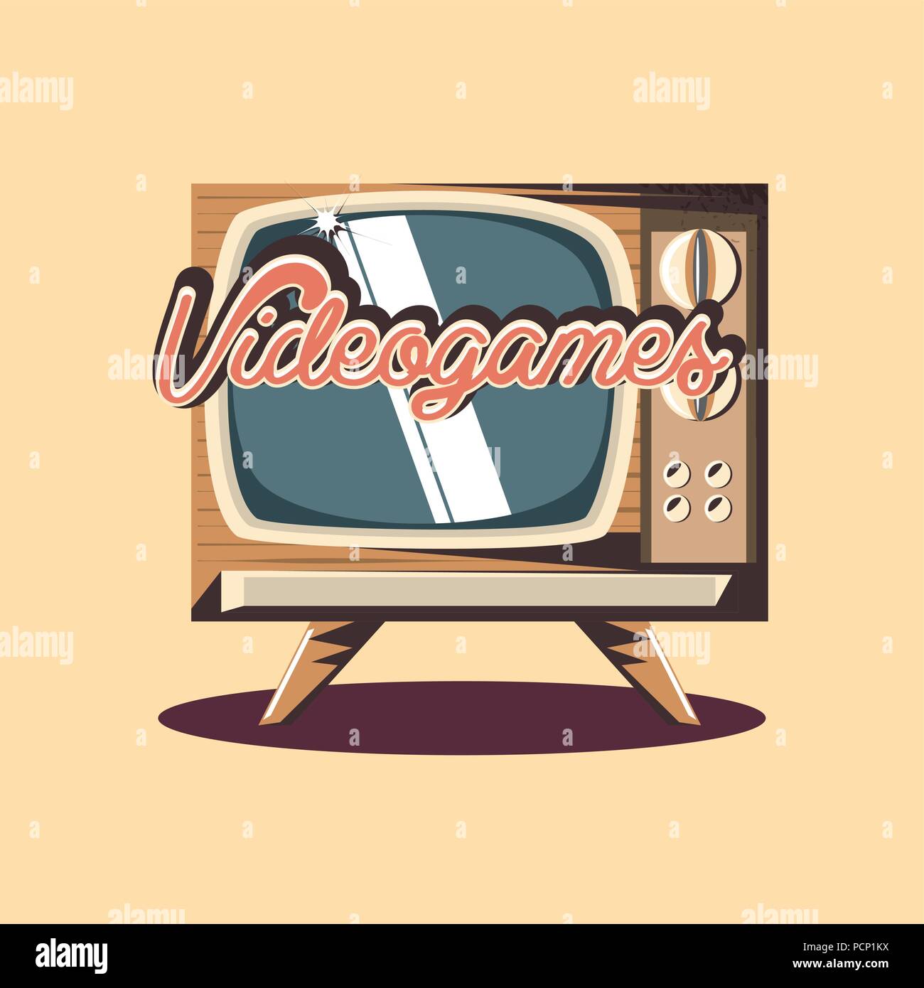 retro videogames design with retro television icon over yellow ...