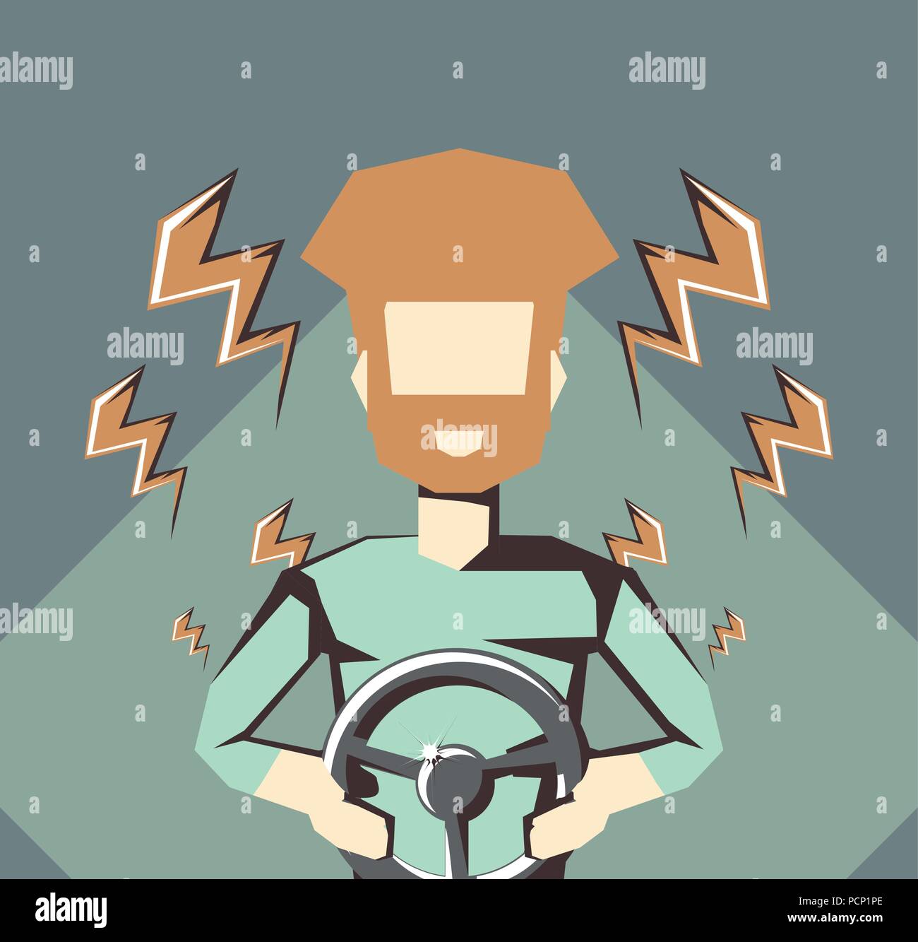 retro videogames design with avatar man with steering wheel controller ...