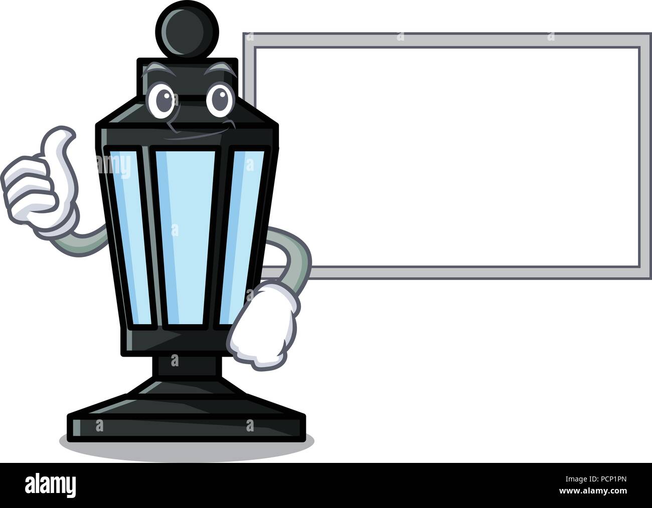 Thumbs up with board street lamp character cartoon Stock Vector Image ...