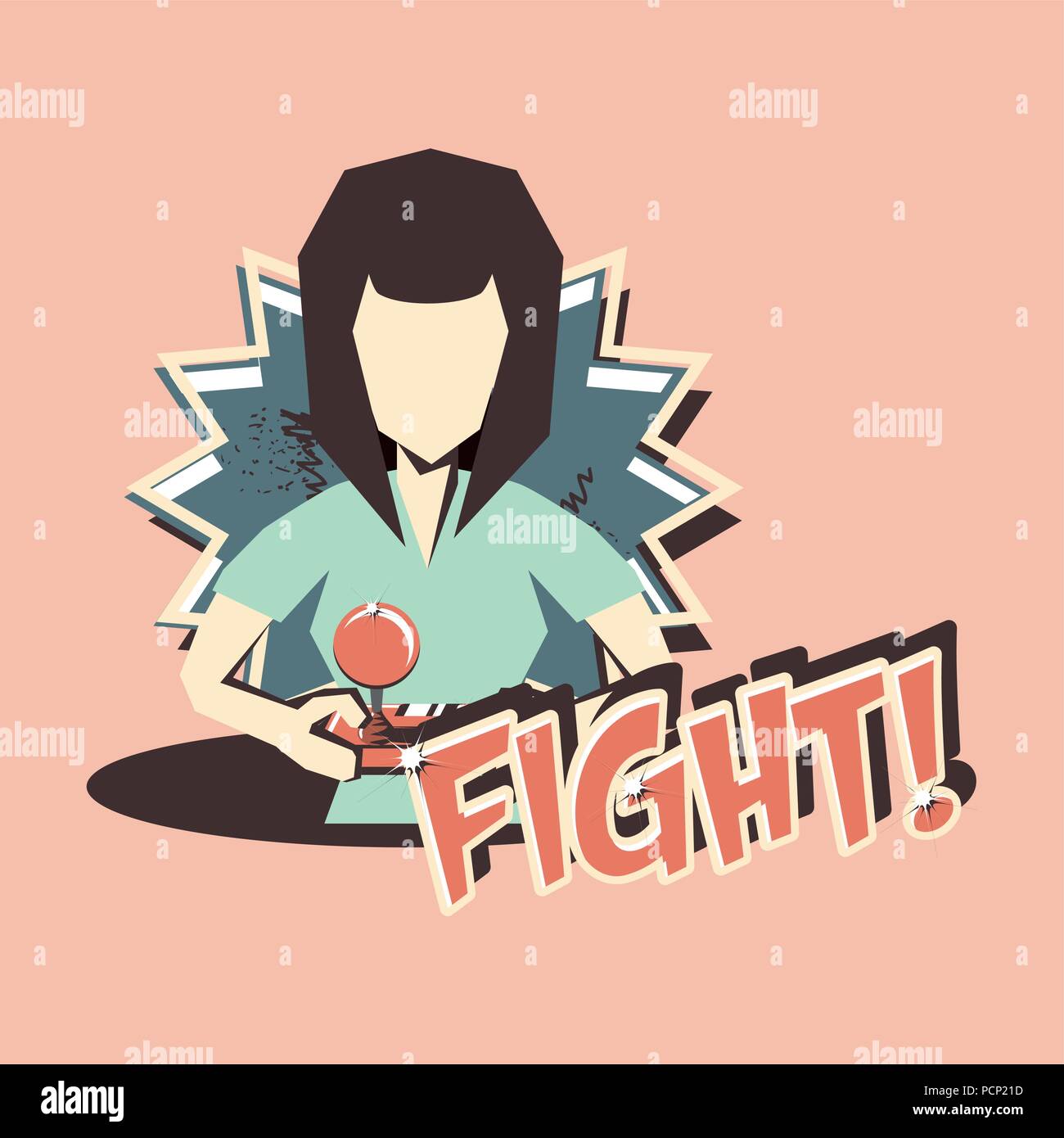retro videogames design with avatar woman playing videogames over pink ...