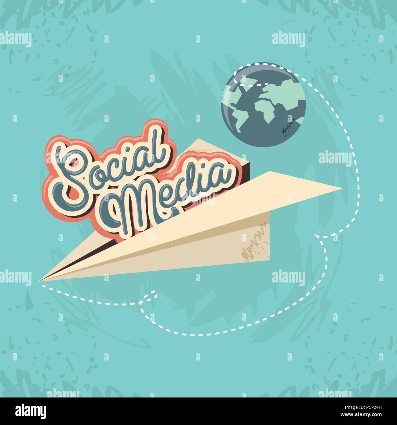 social media marketing with paper airplane vector illustration design ...