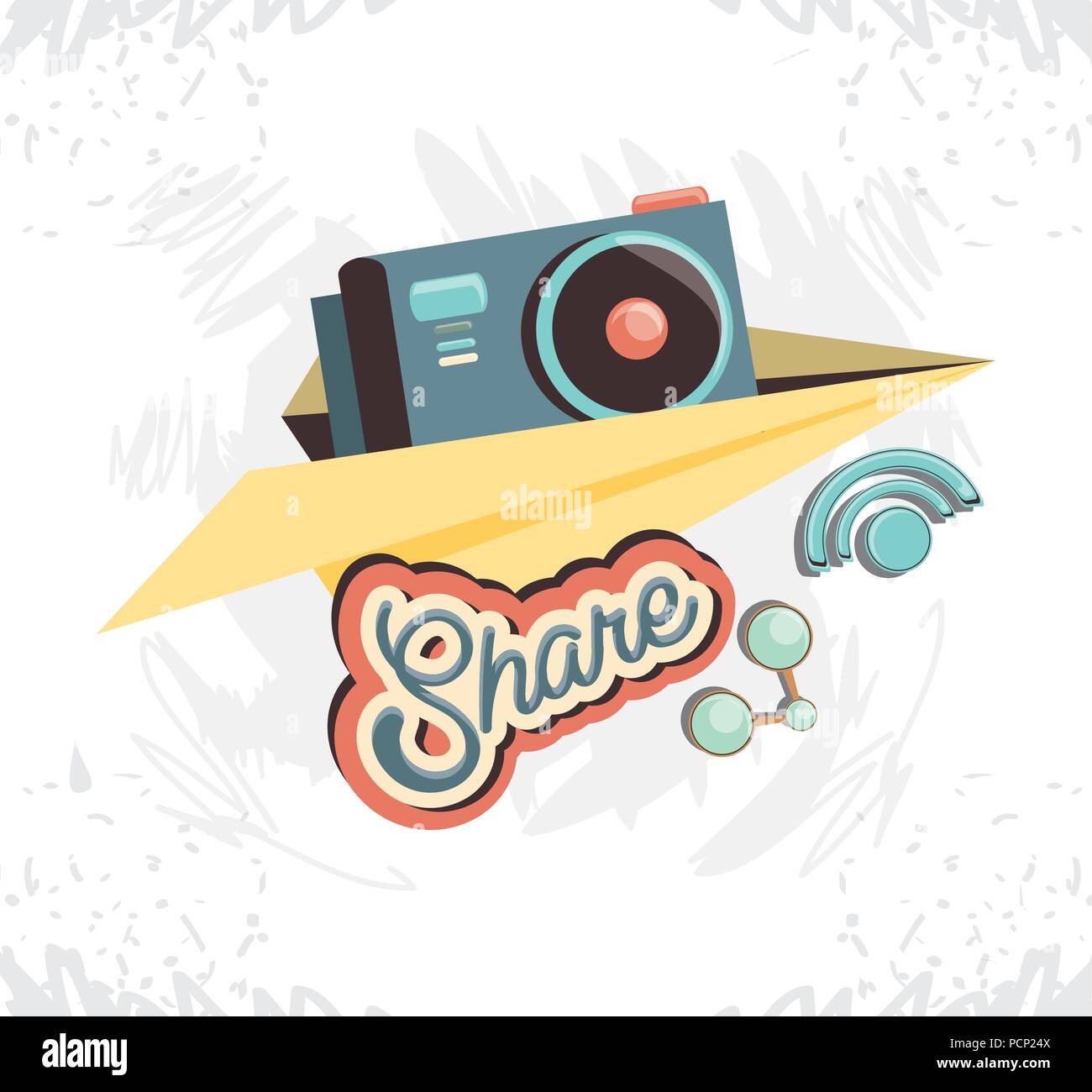 share social media with paper airplane vector illustration design Stock ...