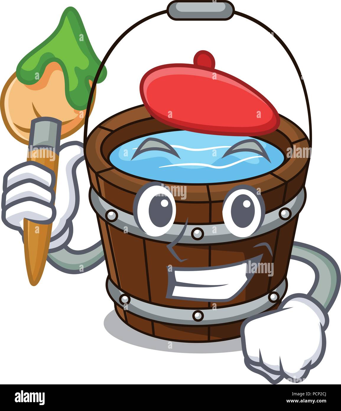 Artist wooden bucket character cartoon Stock Vector Image & Art - Alamy