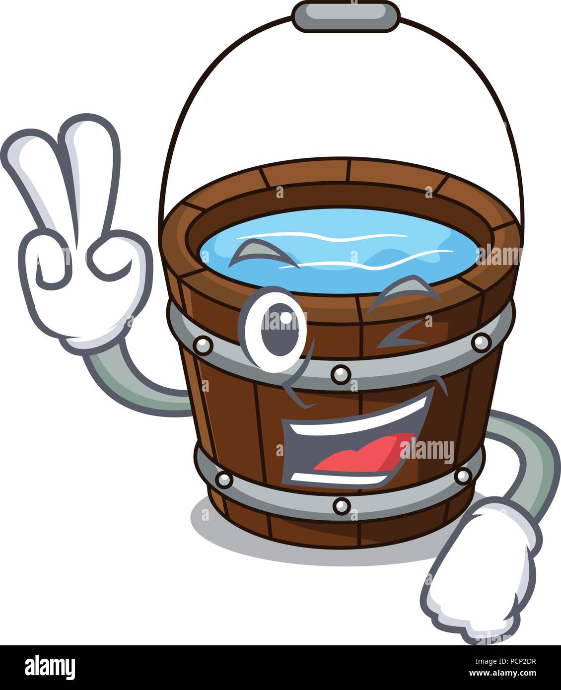 Two finger wooden bucket character cartoon Stock Vector Image & Art - Alamy