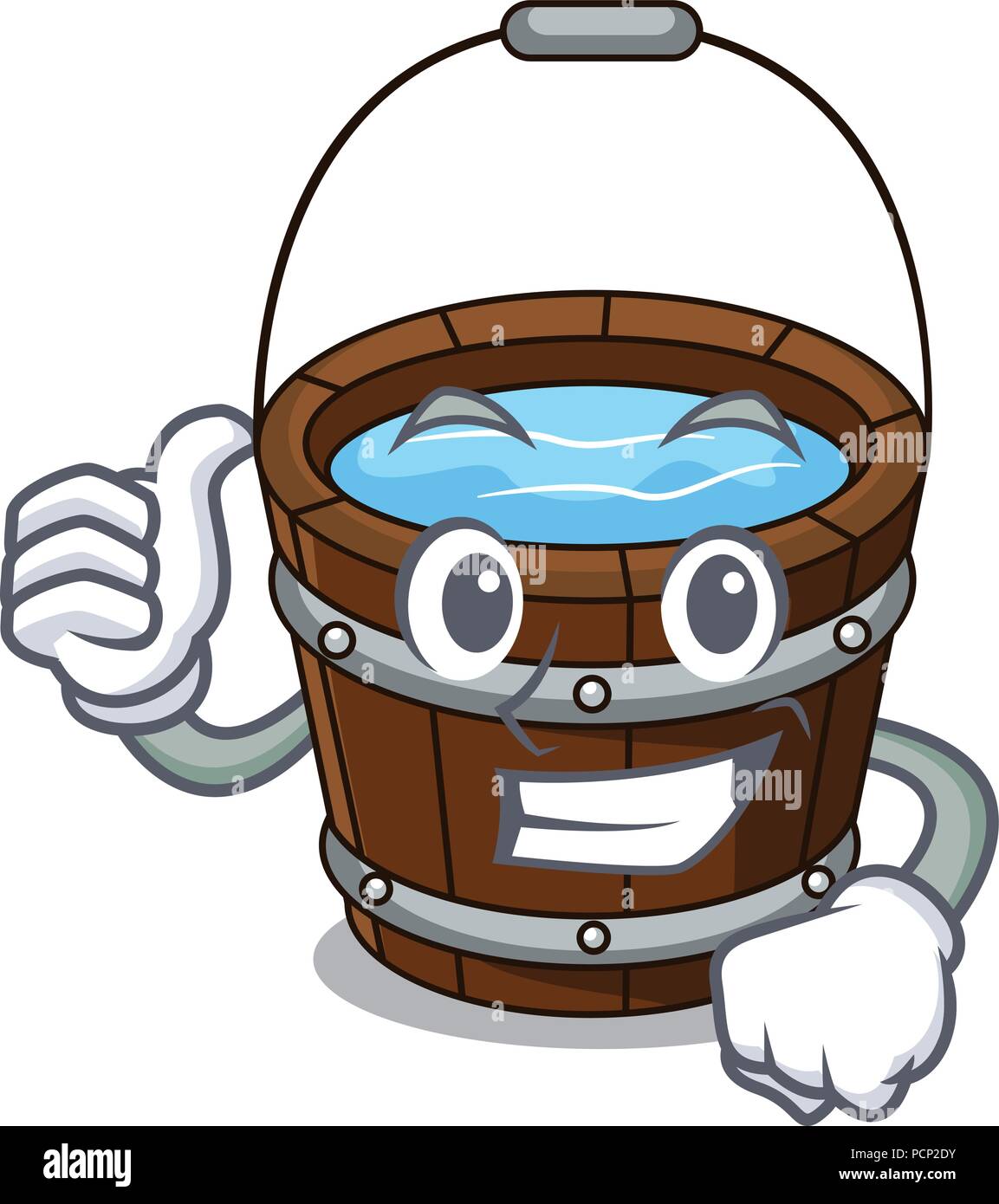 Thumbs up wooden bucket character cartoon Stock Vector Image & Art - Alamy