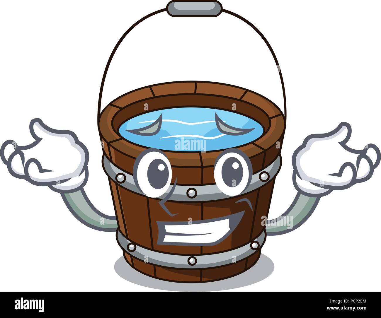 Grinning wooden bucket character cartoon Stock Vector Image & Art - Alamy