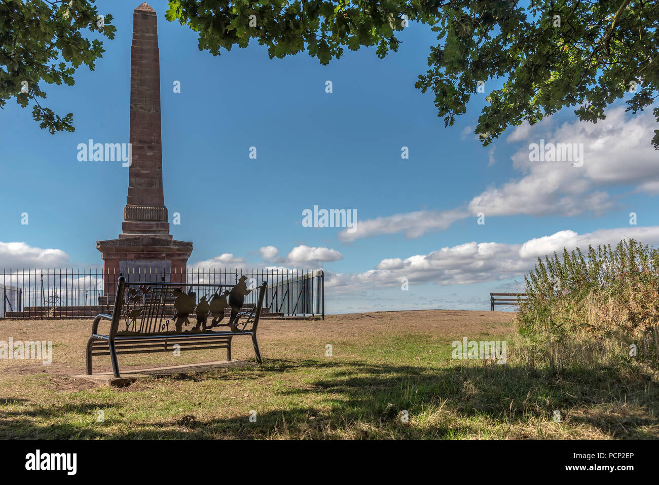 Frodsham War Memorial ontop of Overton Hill. Decorated bench Stock ...