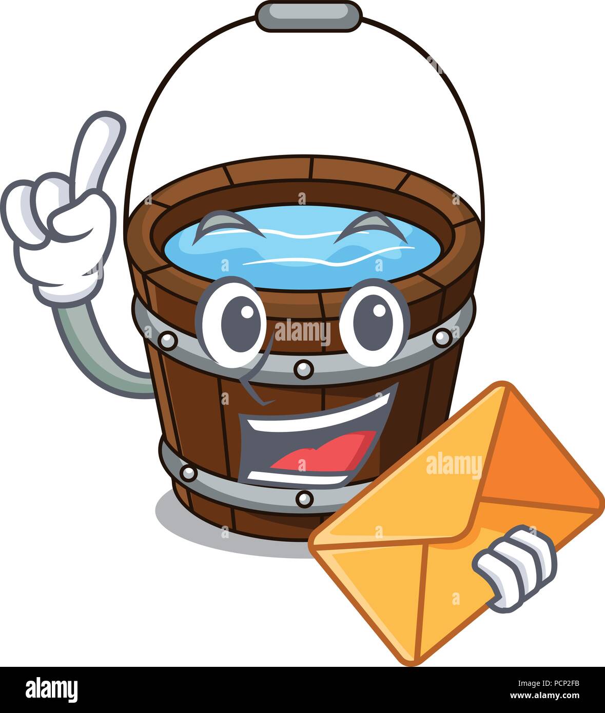 With envelope wooden bucket character cartoon Stock Vector Image & Art ...