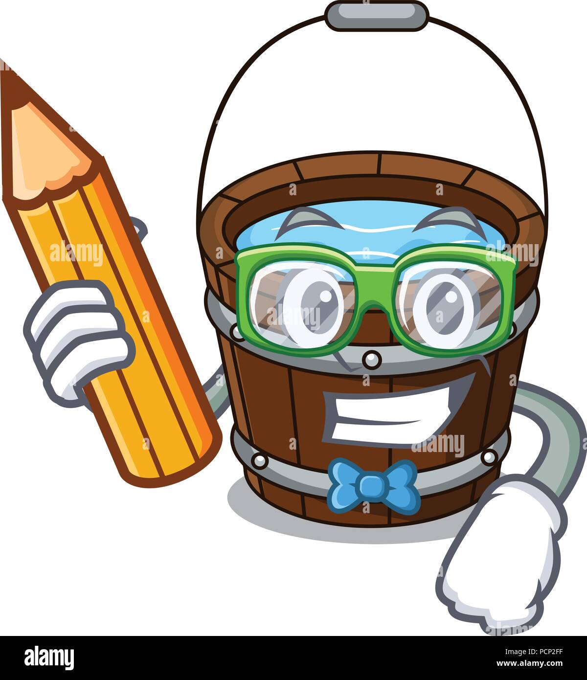 Student wooden bucket character cartoon Stock Vector Image & Art - Alamy