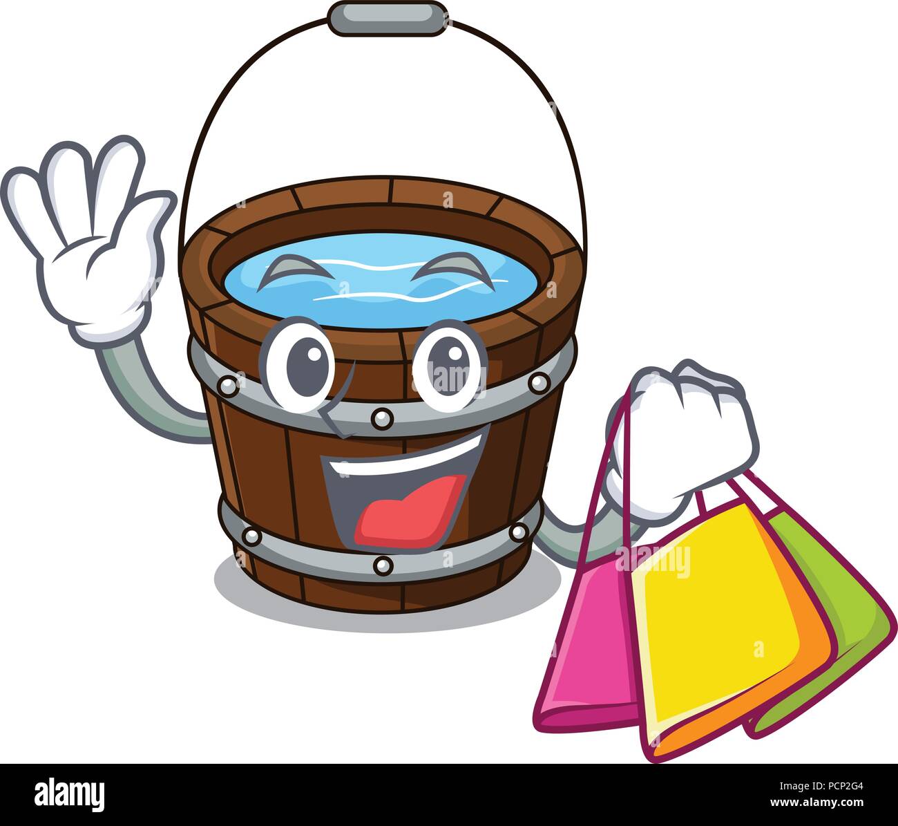 Shopping wooden bucket character cartoon Stock Vector Image & Art - Alamy