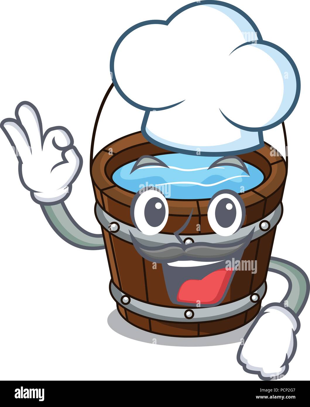 Chef wooden bucket character cartoon Stock Vector Image & Art - Alamy