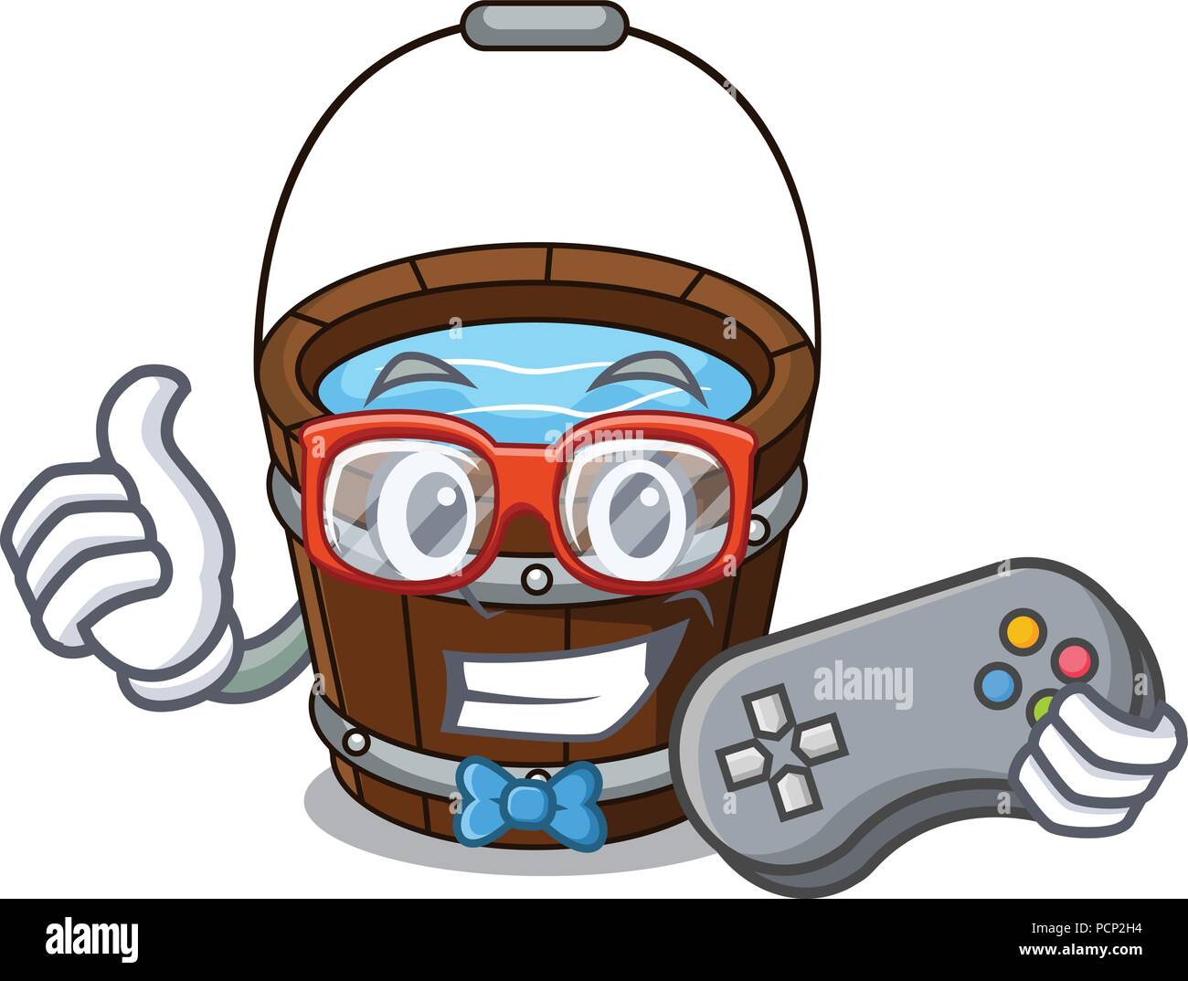 Gamer wooden bucket mascot cartoon Stock Vector Image & Art - Alamy