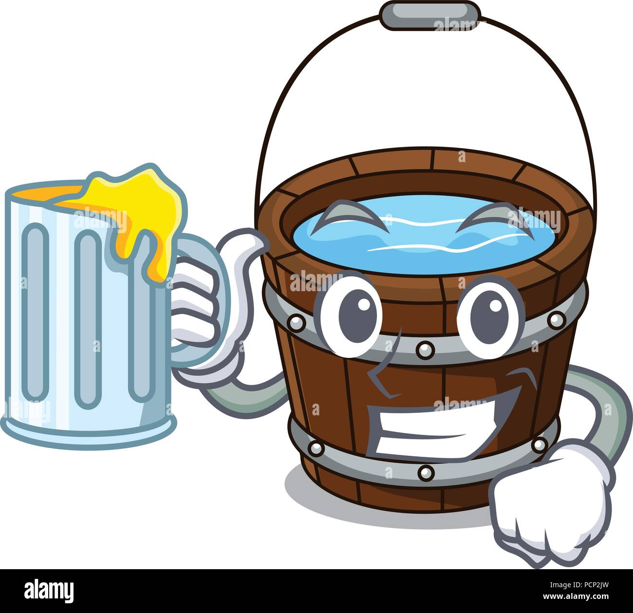 With juice wooden bucket mascot cartoon Stock Vector Image & Art - Alamy