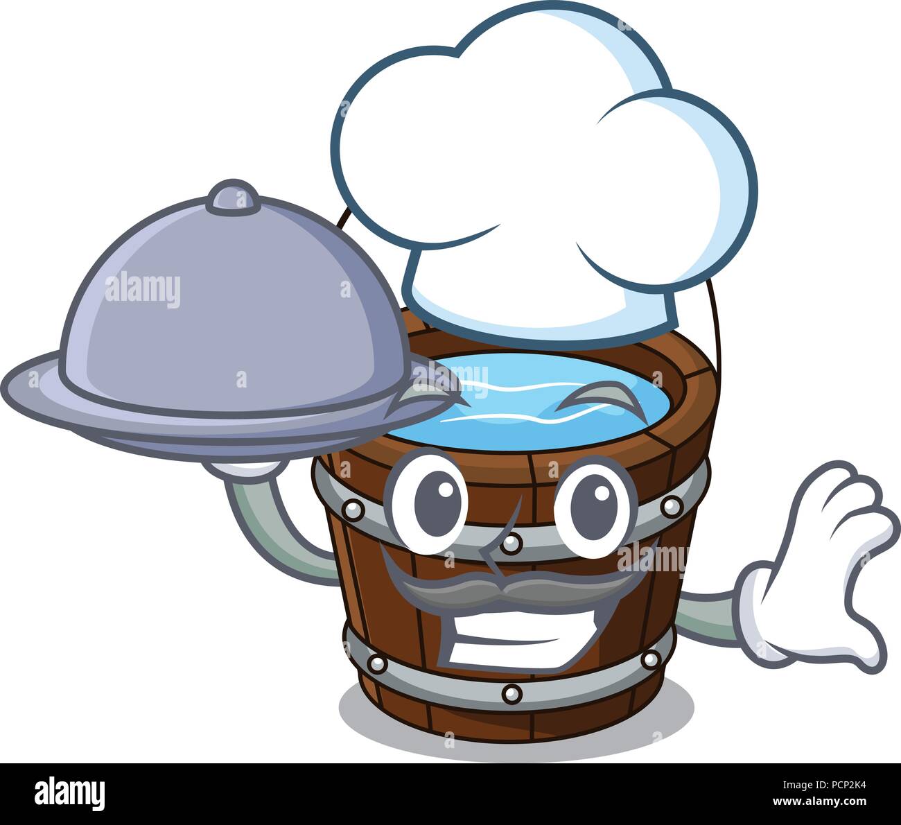 Chef with food wooden bucket mascot cartoon Stock Vector Image & Art ...