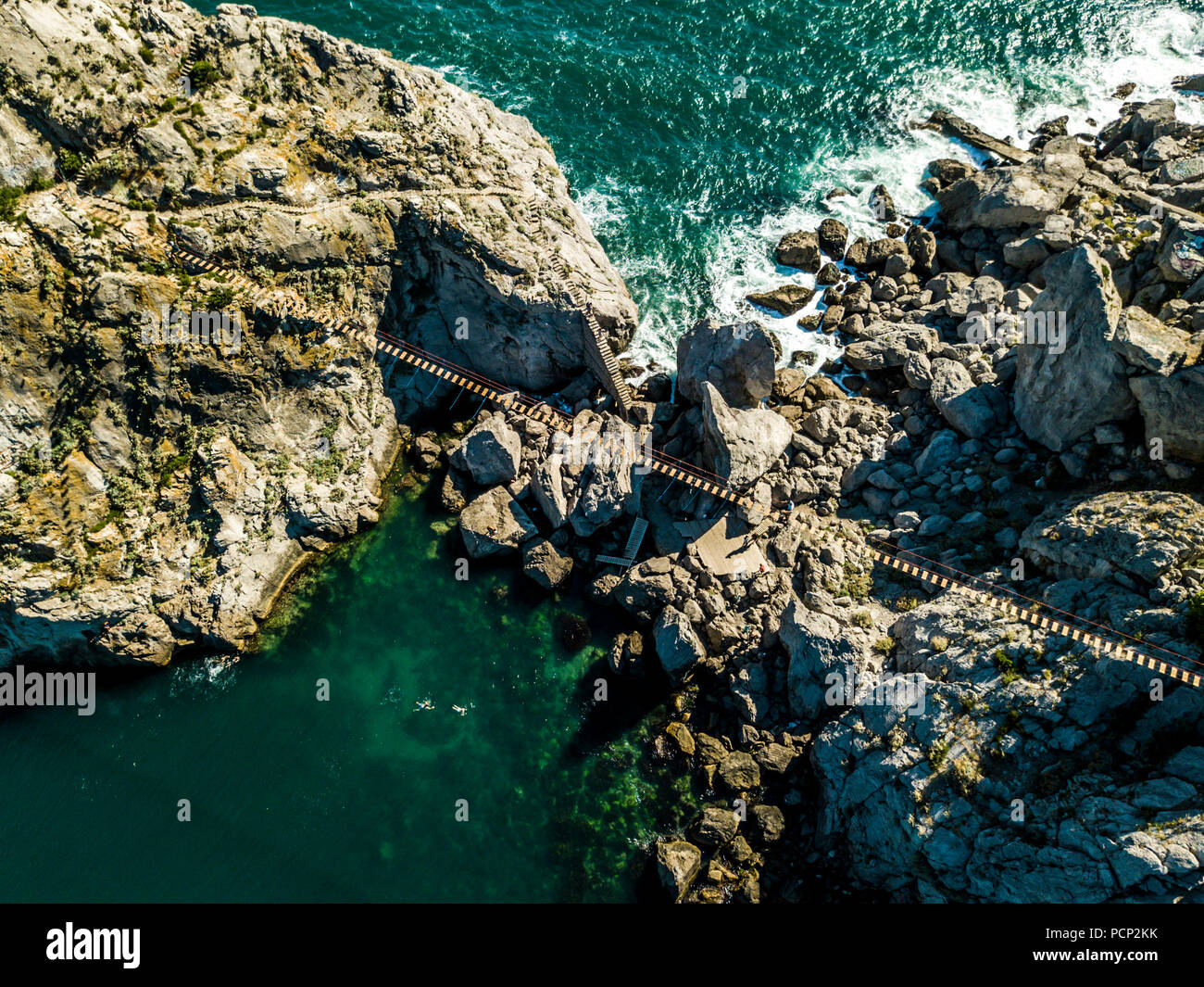 Rope Bridge Over Rocks High Resolution Stock Photography and Images - Alamy