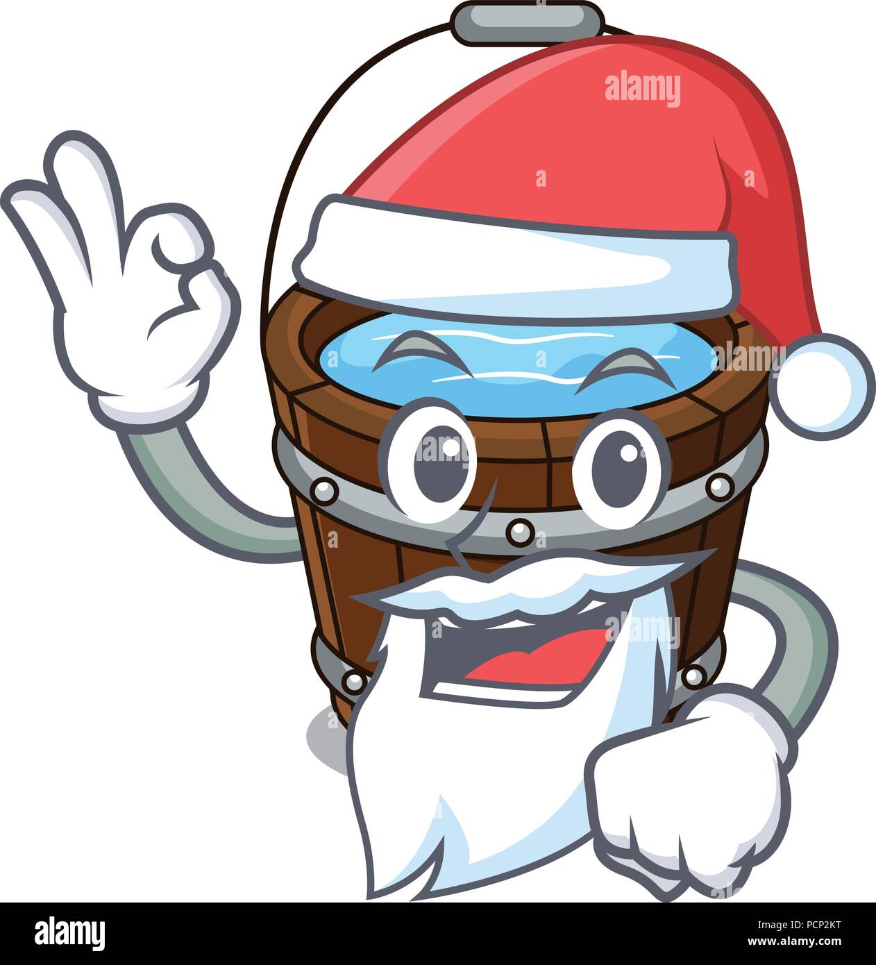 Santa wooden bucket mascot cartoon Stock Vector Image & Art - Alamy