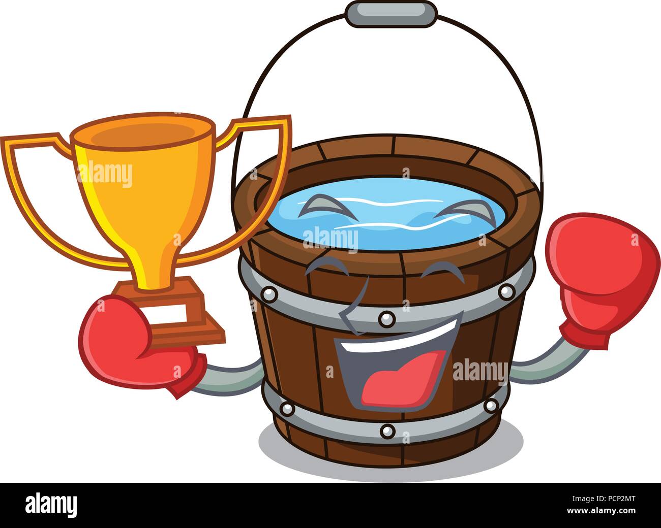 Boxing winner wooden bucket mascot cartoon Stock Vector Image & Art - Alamy