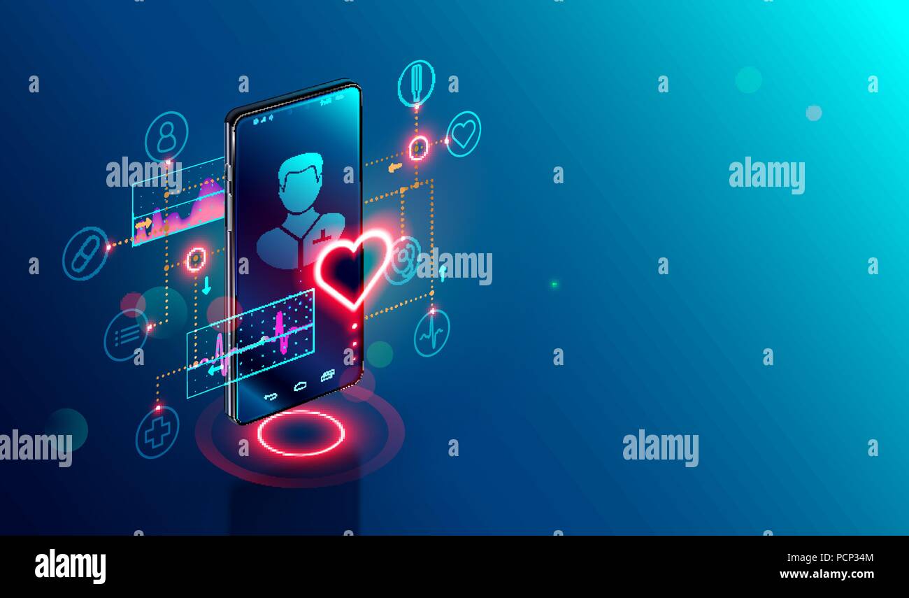 Online tele medicine isometric concept. Medical consultation and ...