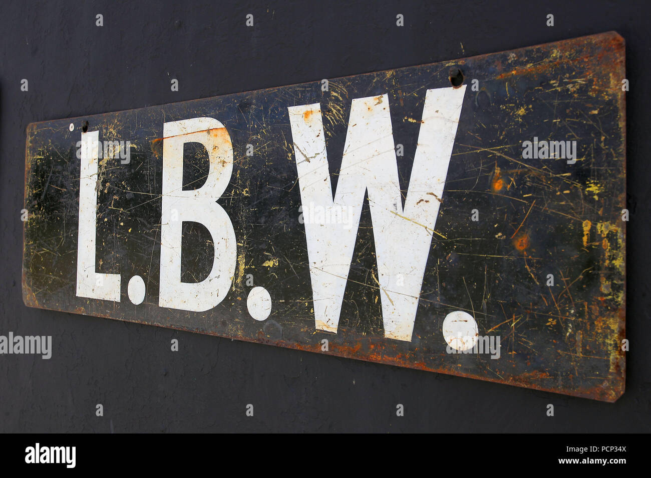 LBW sign on the mobile scoreboard ahead of Essex CCC vs Sussex CCC ...
