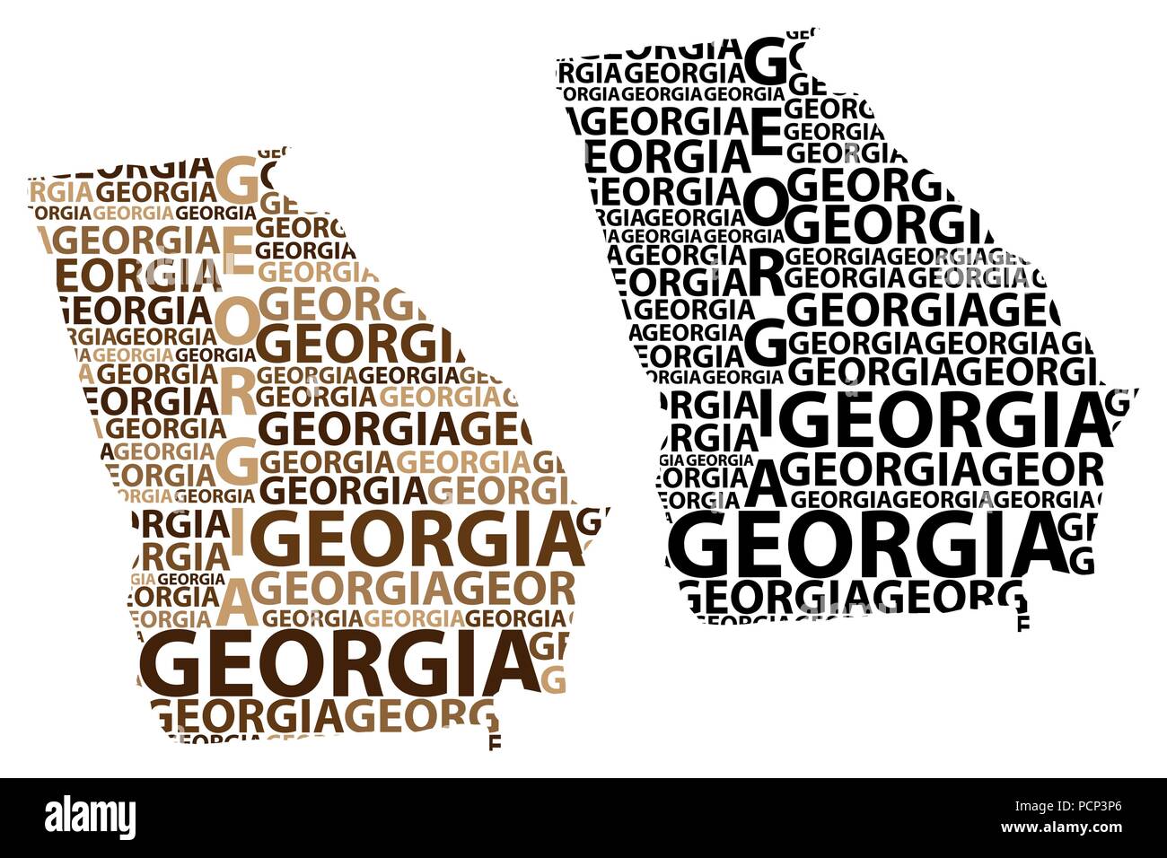 Sketch Georgia (United States of America) letter text map, Georgia map ...