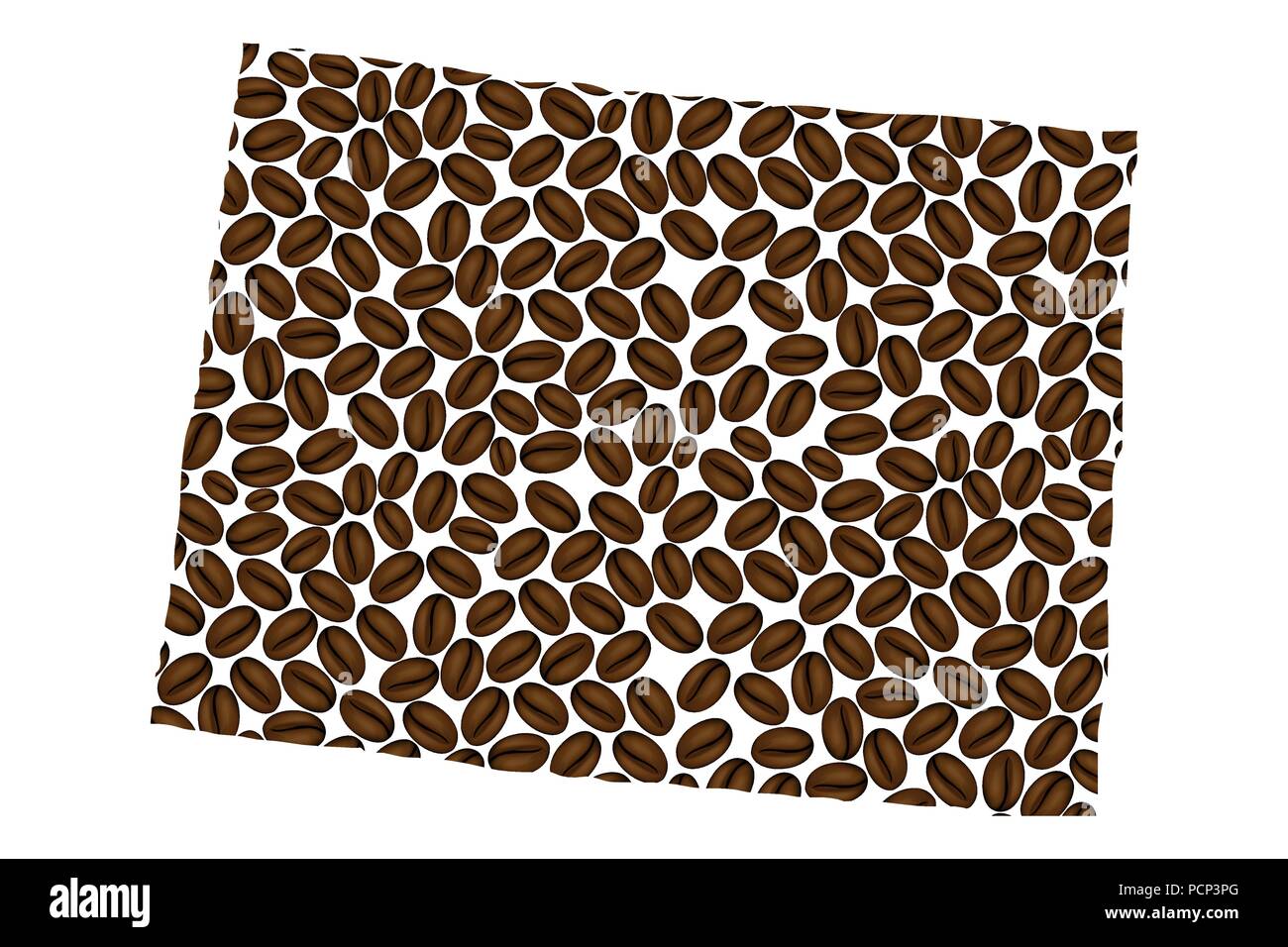 Colorado (United States of America) - map of coffee bean, Colorado map ...