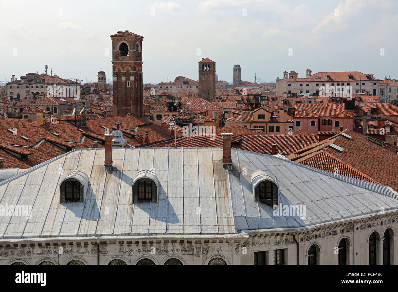 venice roofs in Italy and some bell towers seen from above Stock Photo ...