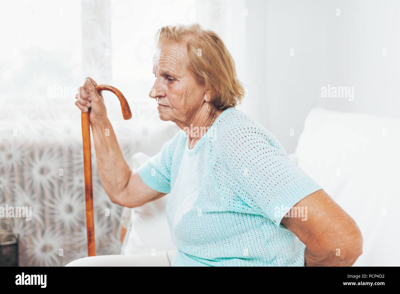 Walking aid stick old age lady woman elderly hi-res stock photography ...