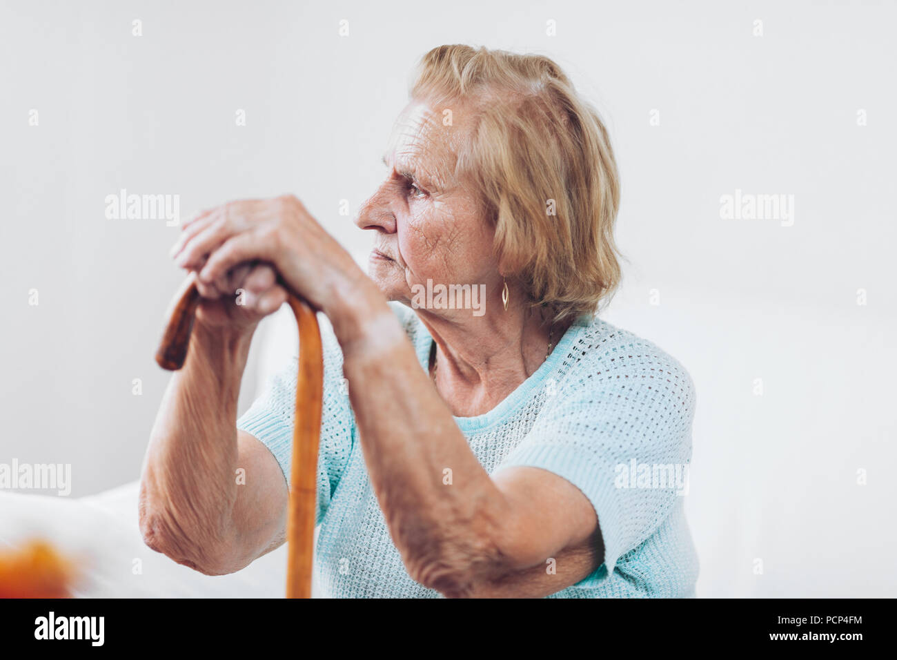 Walking aid stick old age lady woman elderly hi-res stock photography ...