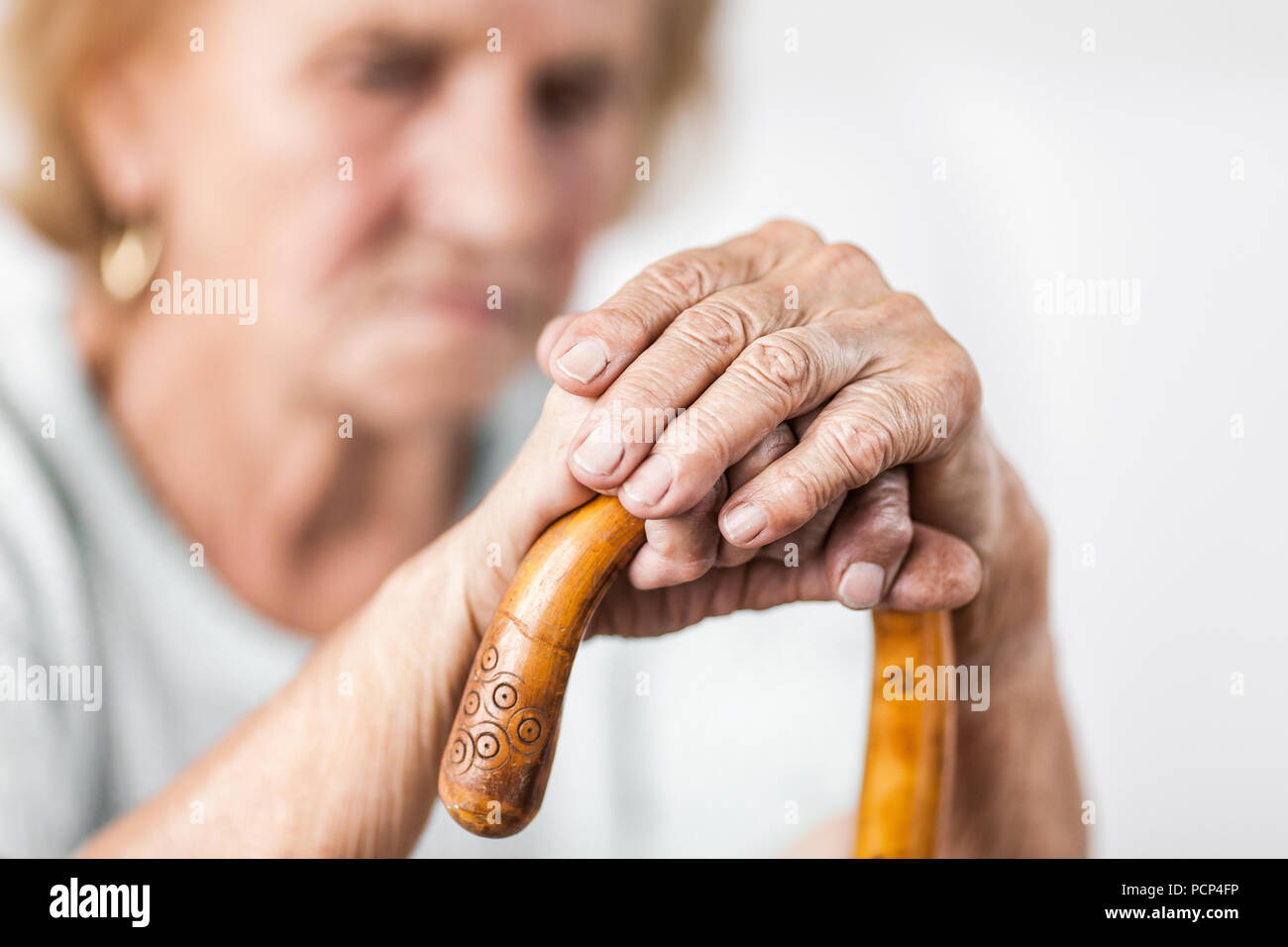 Walking aid stick old age lady woman elderly hi-res stock photography ...